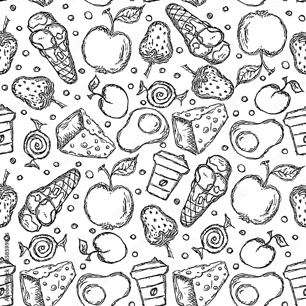 seamless food pattern. vector food background Stock Vector | Adobe Stock