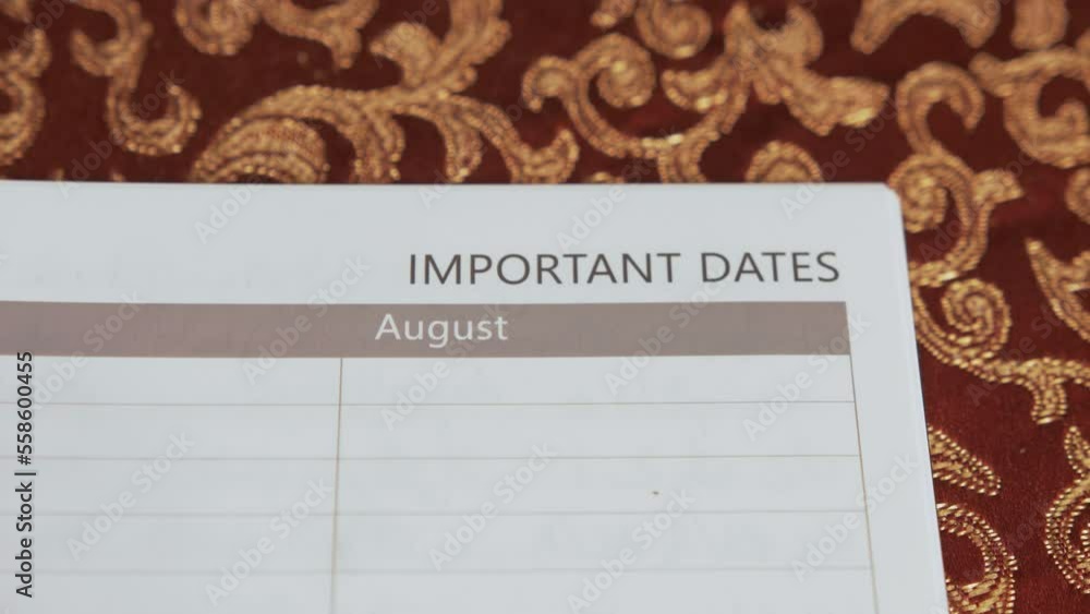 Notebook Concept positioning text 'Important Dates' Reveal Shot Stock ...