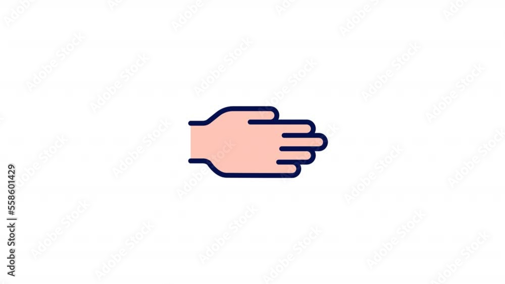 Animated right hand color icon. Open palm. Stretching arm. Non-verbal ...