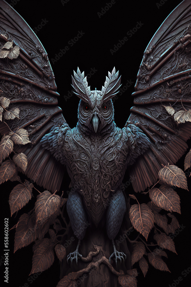 mothman, dark fantasy, horror, art illustration Stock Illustration ...