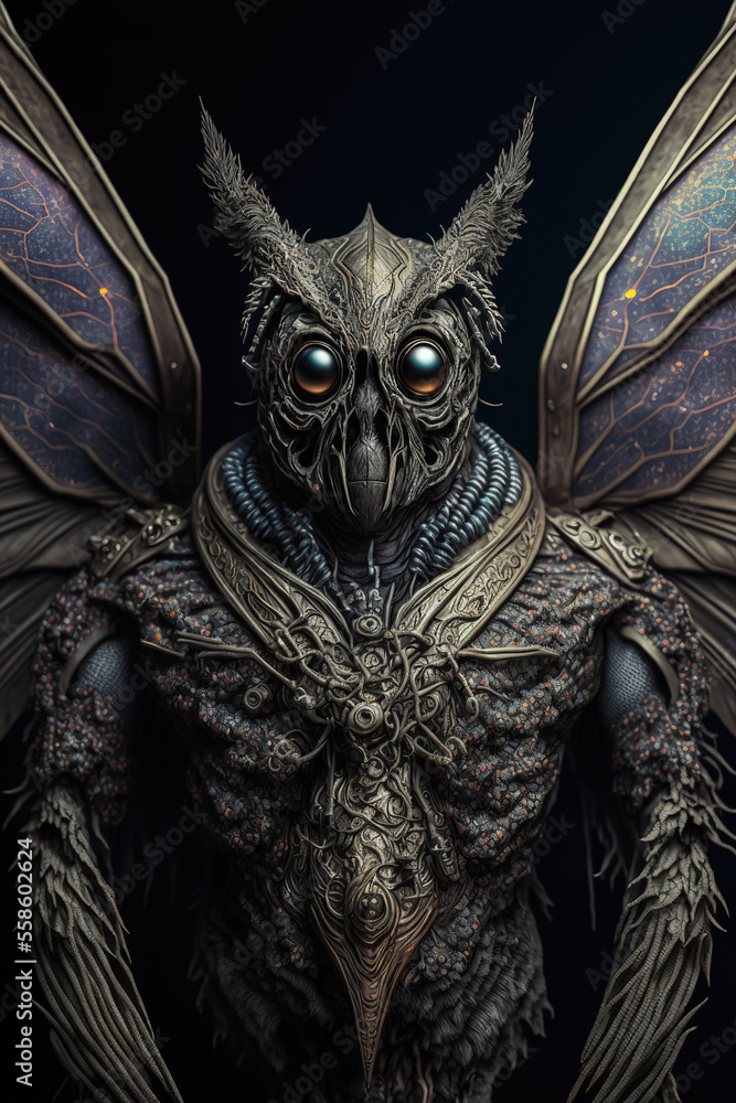mothman, dark fantasy, horror, art illustration Stock Illustration ...