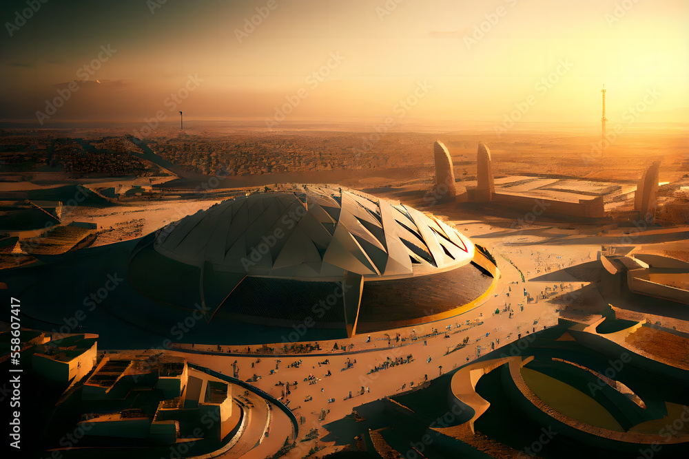 A futuristic stadium was built in the heart of Saudi Arabia, with the ...