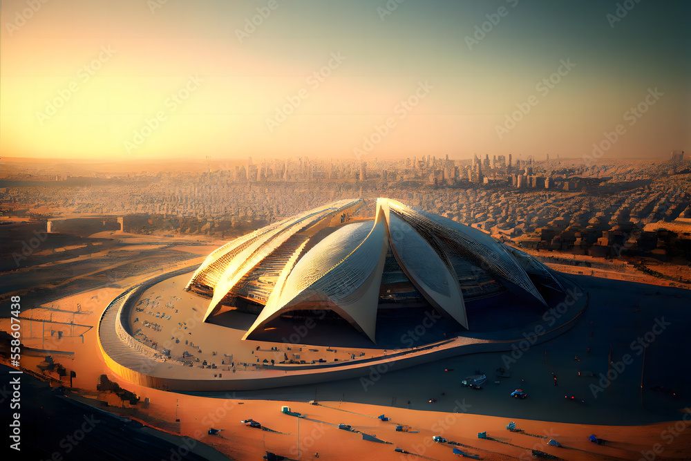 A futuristic stadium was built in the heart of Saudi Arabia, with the ...