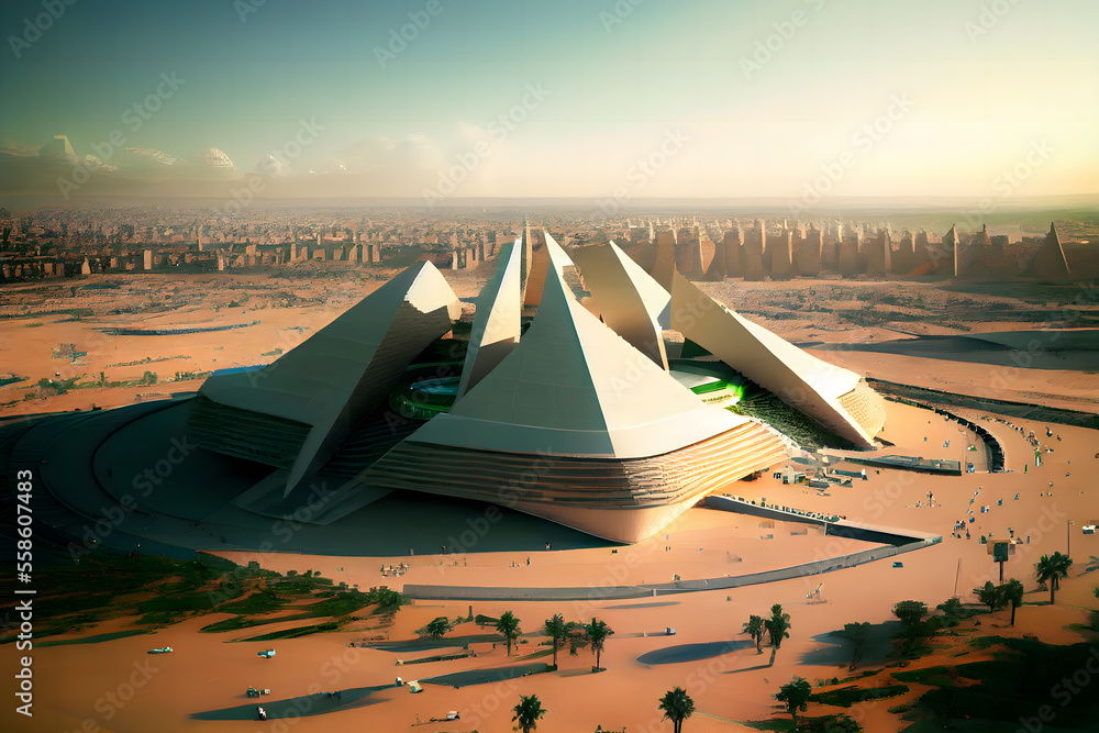 A futuristic stadium was built in the heart of Saudi Arabia, with the ...