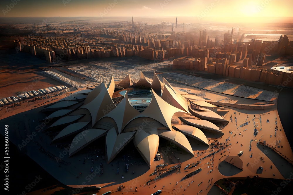 A futuristic stadium was built in the heart of Saudi Arabia, with the ...