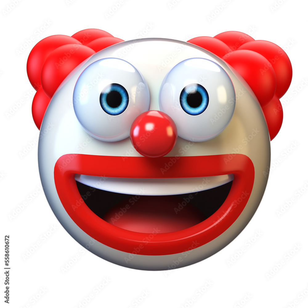 Clown emoticon on white background, circus emoji 3d rendering Stock ...