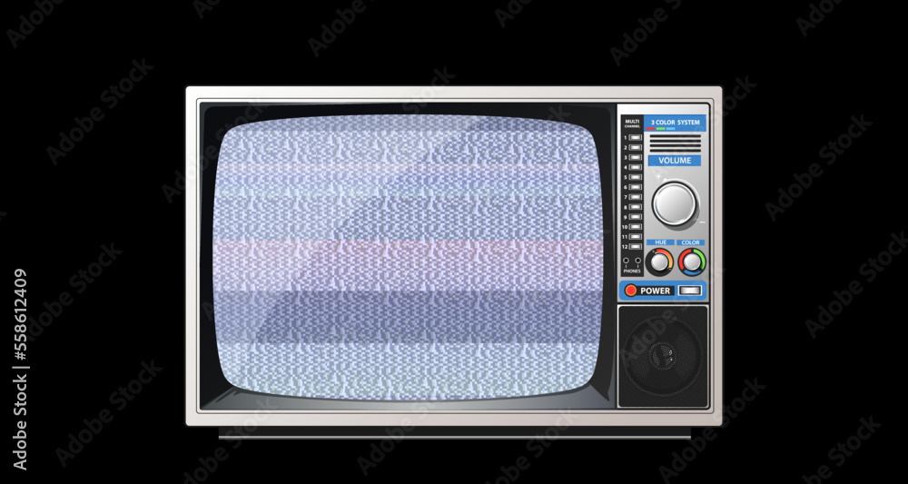 Old style television vector illustration. 80s technology. 90s TV set ...