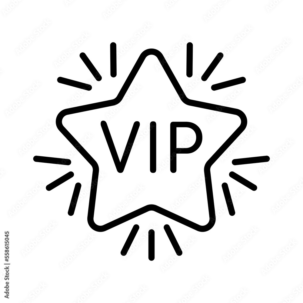 Vip star lien icon. VIP person, all inclusive, Business Class, hotel, 5 ...