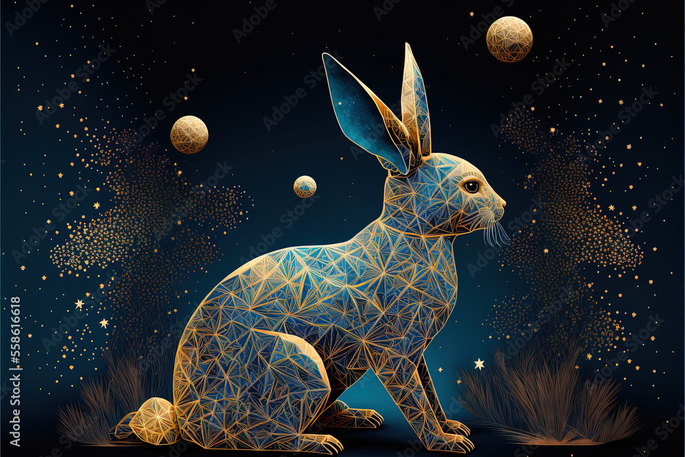 Year of the rabbit, rabbit elements, Chinese traditional style ...