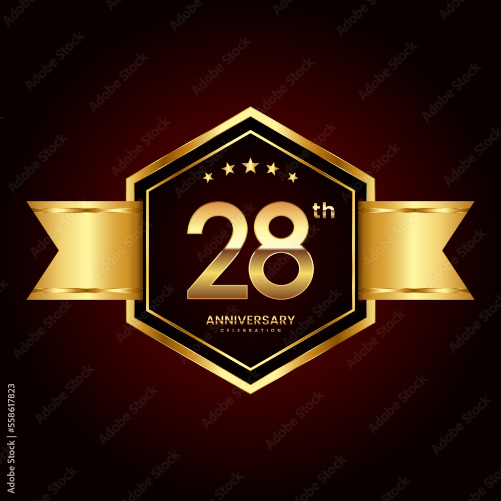 Logo design with emblem style for 28th anniversary celebration event ...