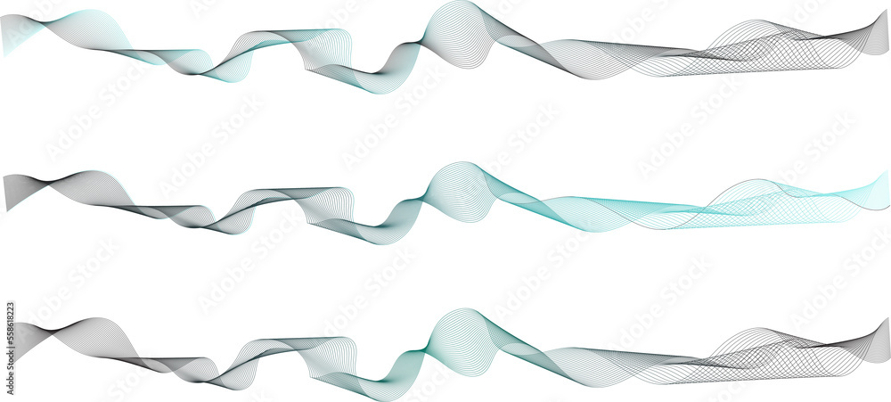 3 different vector lines with gradients. Calm and relaxing gradient ...