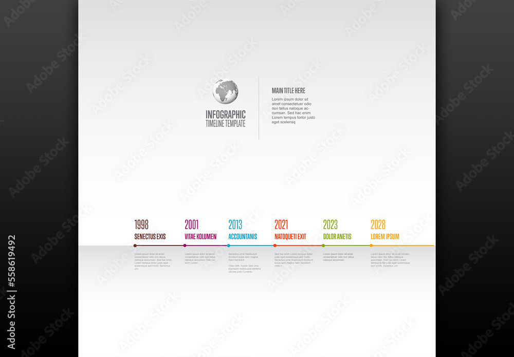 Simple horizontal folded paper timeline process infographic Stock ...
