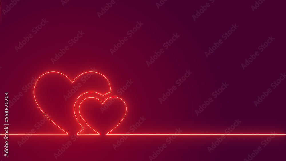 Neon light glow effect with love shapes Stock Illustration | Adobe Stock