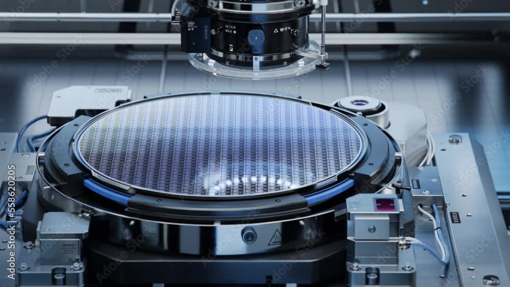 Silicon Wafer during Photolithography Process inside Complex Computer ...