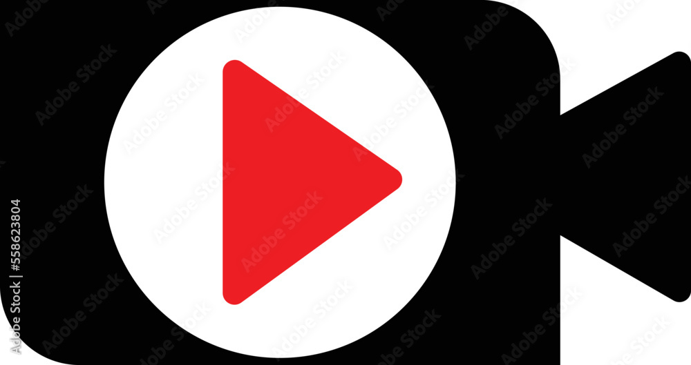 Video camera shape with a play button icon. TV logo template. Video ...