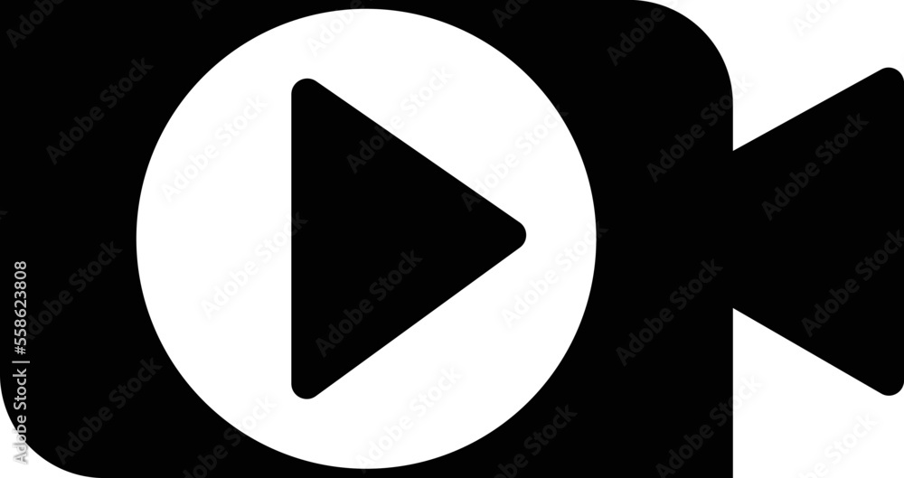 Video camera shape with a play button icon. TV logo template. Video ...