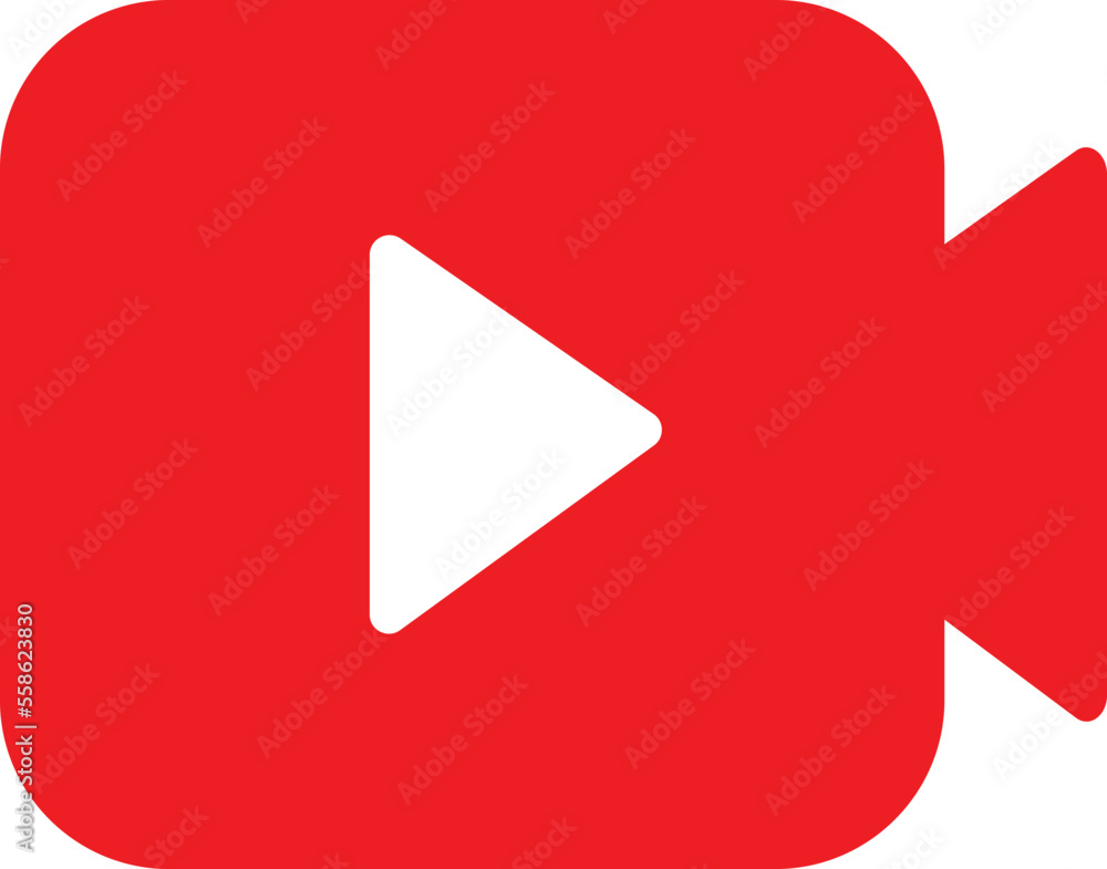 Video camera shape with a play button icon. TV logo template. Video ...