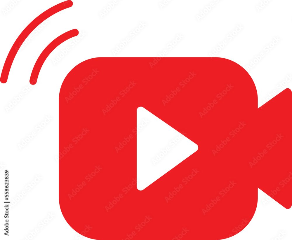 Vetor de Video camera shape with a play button icon. TV logo template ...