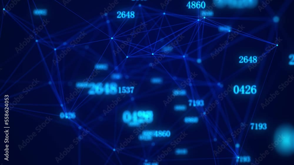 Cyber network connection structure with blue digital data. Science ...