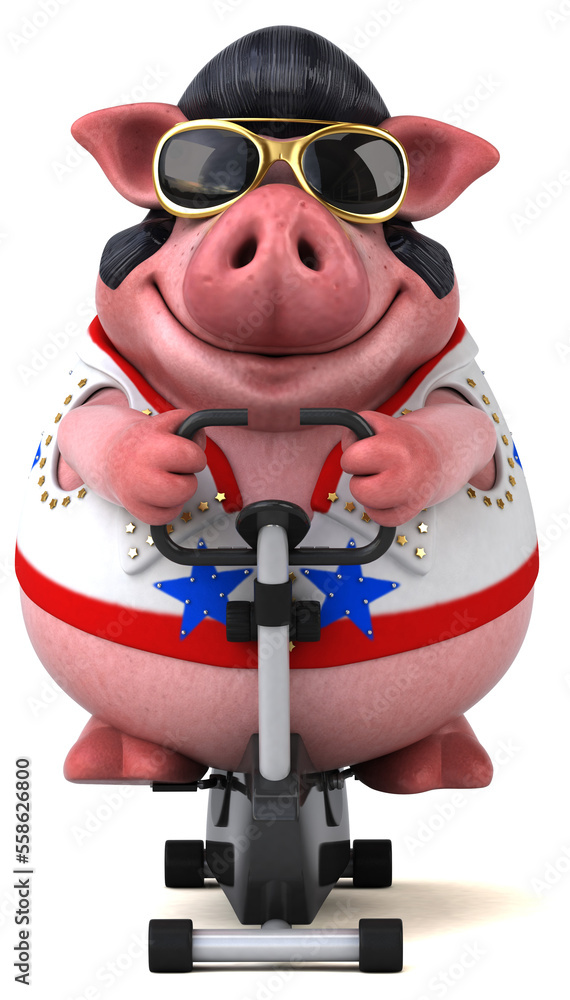 Poster Fun 3D cartoon illustration of a pig rocker – Wall Art | UkPosters