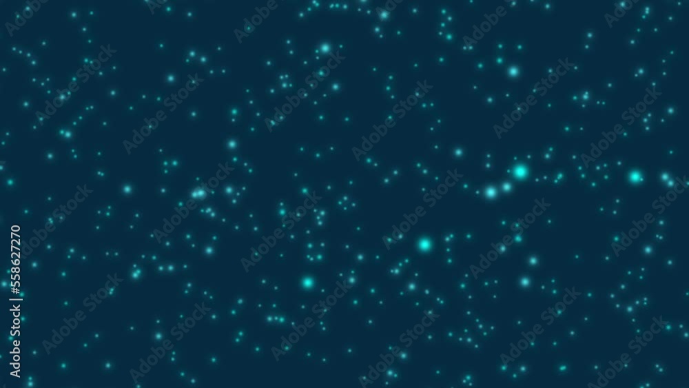 Night sky blue sparkle background. Glowing particles fly down motion ...