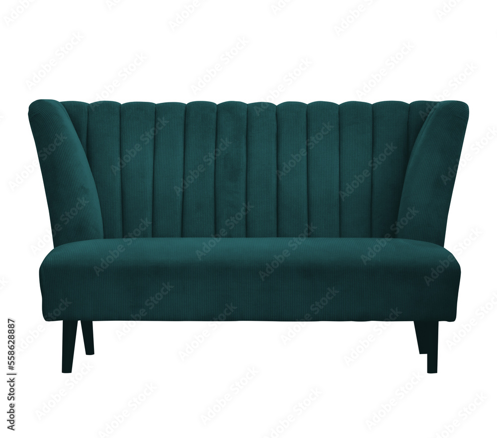 Elegant Turquoise Green Sofa Couch Isolated on Transparent Background ...