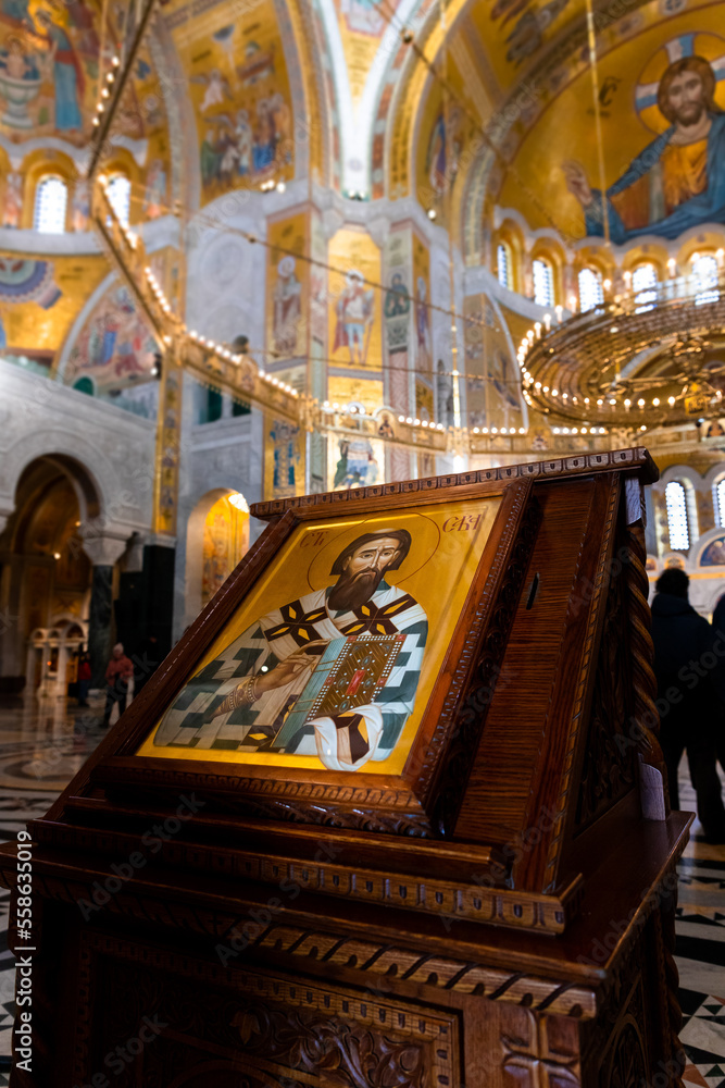 Belgrade, Serbia - December 20, 2022: Saint Sava icon at Saint Sava ...