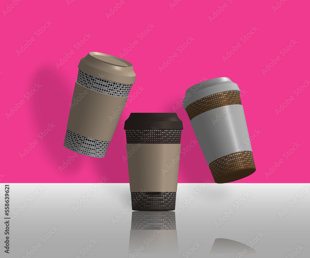 closed paper cup. Plastic Cup with Cover, Front View Mockup Design ...