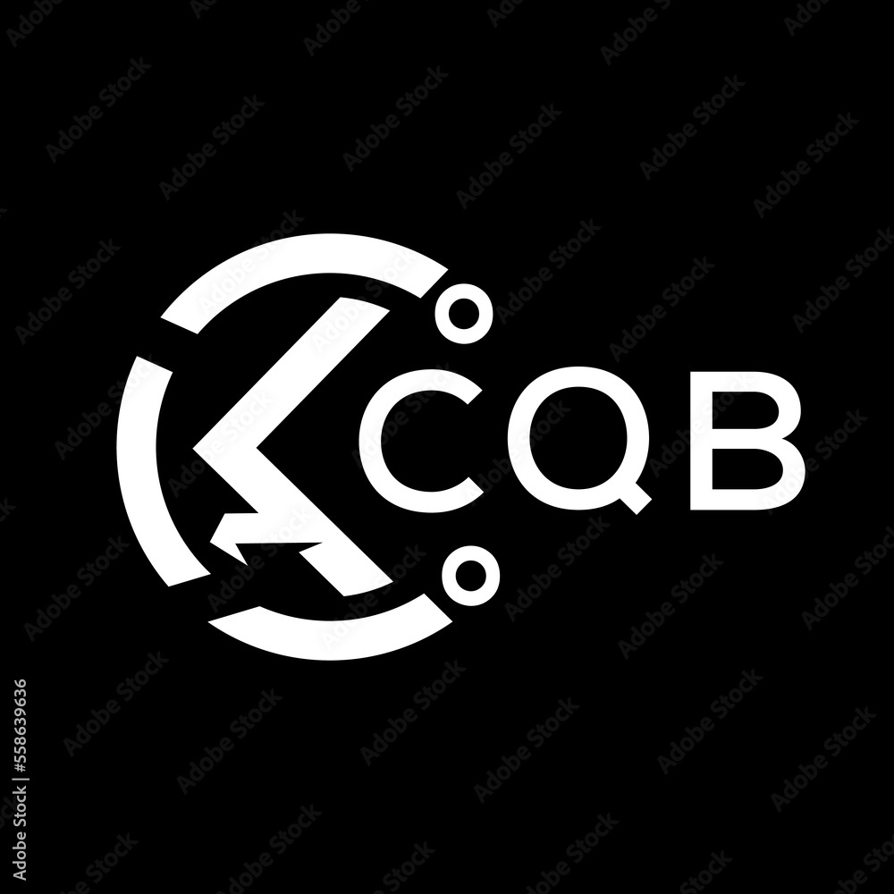 CQB letter logo. CQB white image on black background. CQB vector logo design for entrepreneur ...