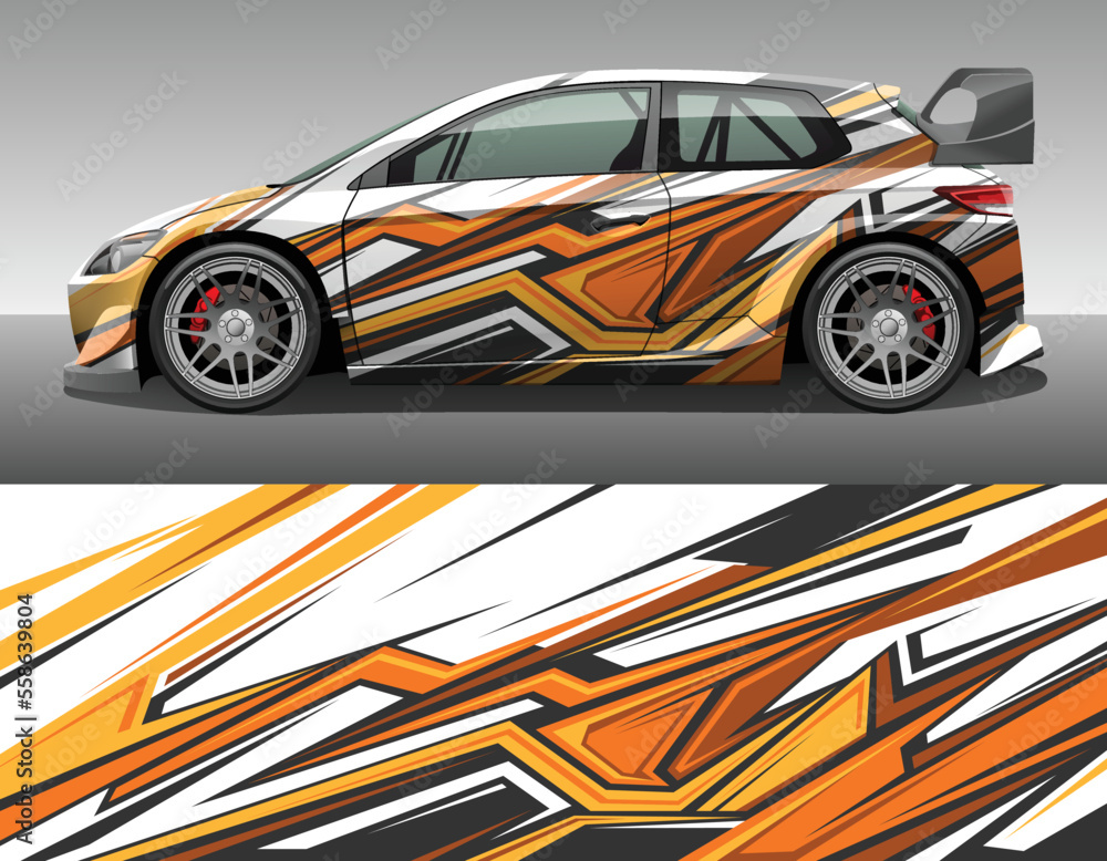 Car wrap vinyl racing decal ornament. Abstract geometric striped sport ...