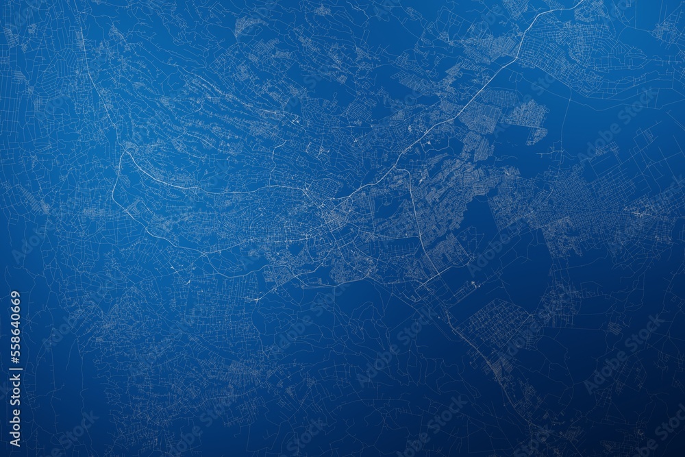 Stylized map of the streets of Nairobi (Kenya) made with white lines on ...