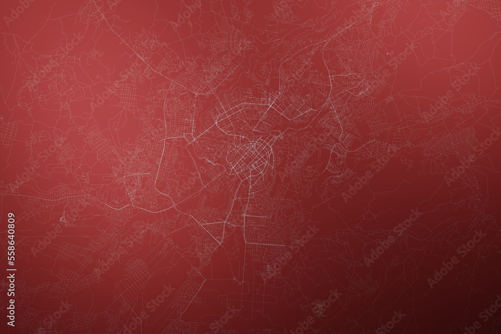 Map of the streets of Yerevan (Armenia) made with white lines on ...