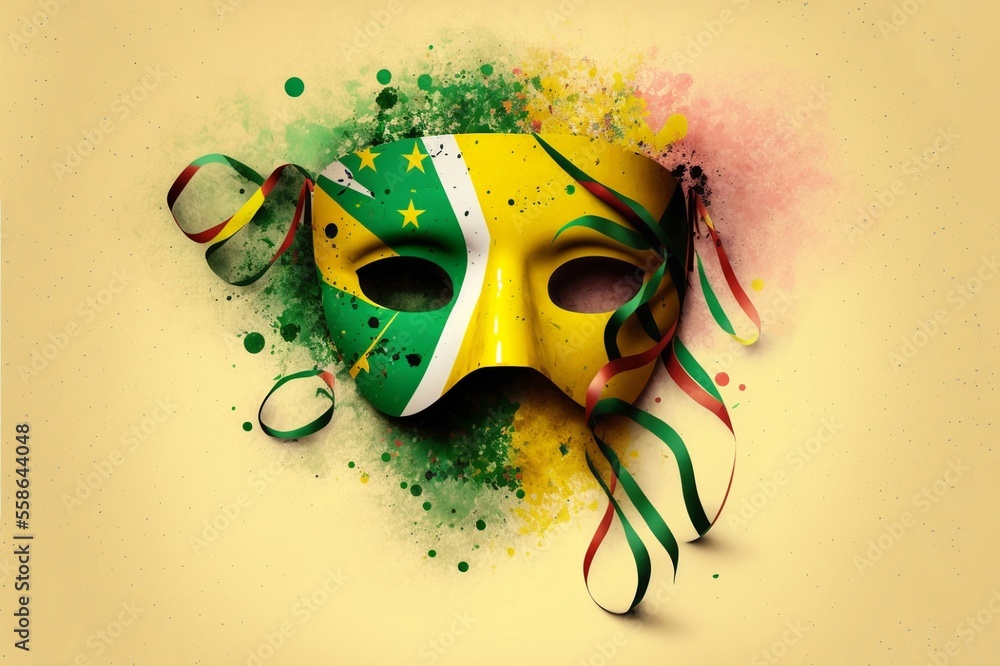Brazilian Carnival Mask Adorned with Confetti and Decorations in a ...