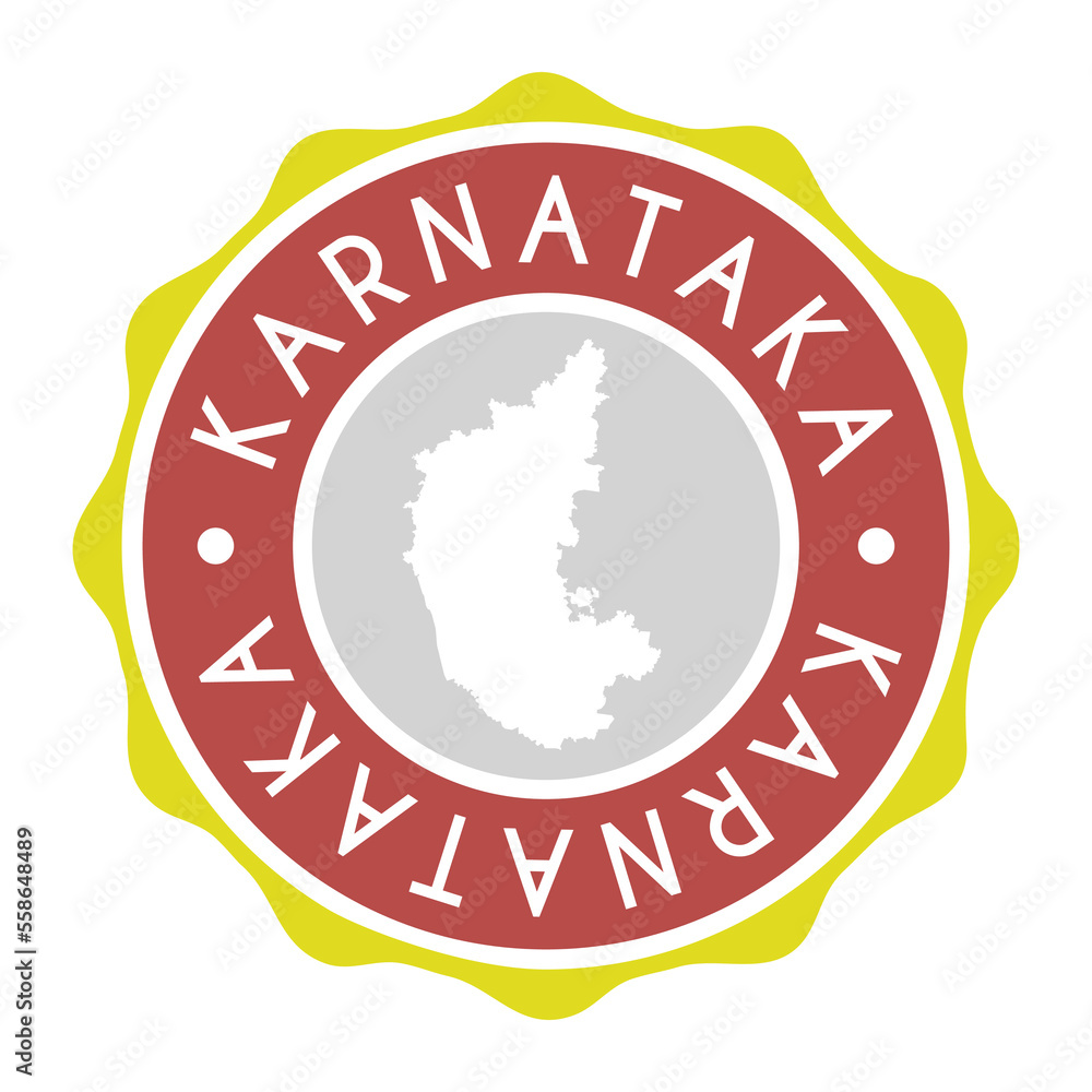 Karnataka, India Badge Map Vector Seal Vector Sign. National Symbol ...