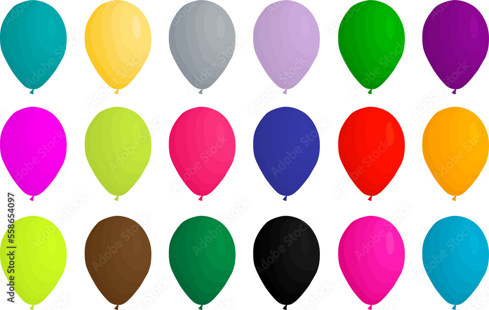 big set different types inflatable rubber balloons Stock Illustration ...