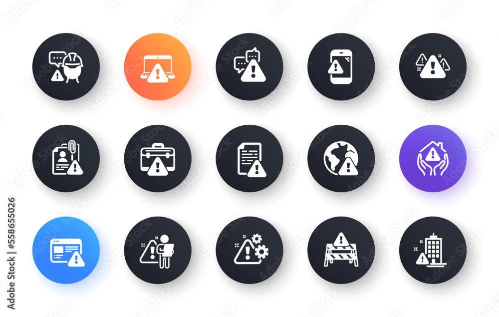 Warnings icons. Risk attention, Caution sign and Exclamation mark ...