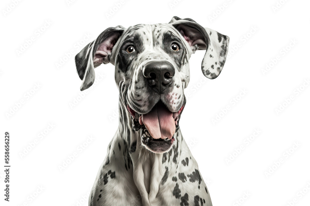 Happy Great Dane dog smiling on isolated on transparent background ...