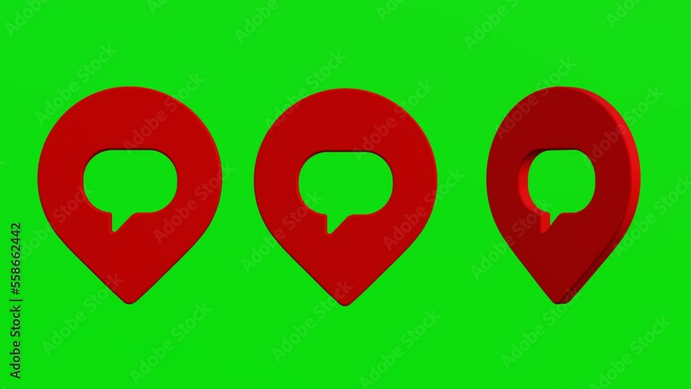 Location Pin pointer on Map, Three animated location icons with message ...