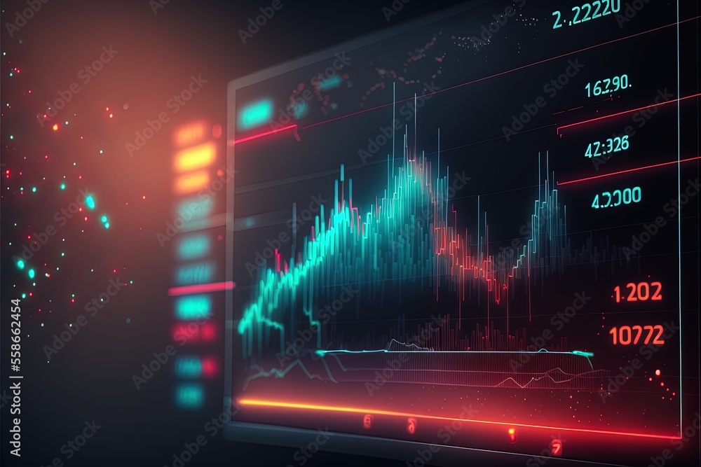 Business economic charts with light effects, neon. Abstract neon ...