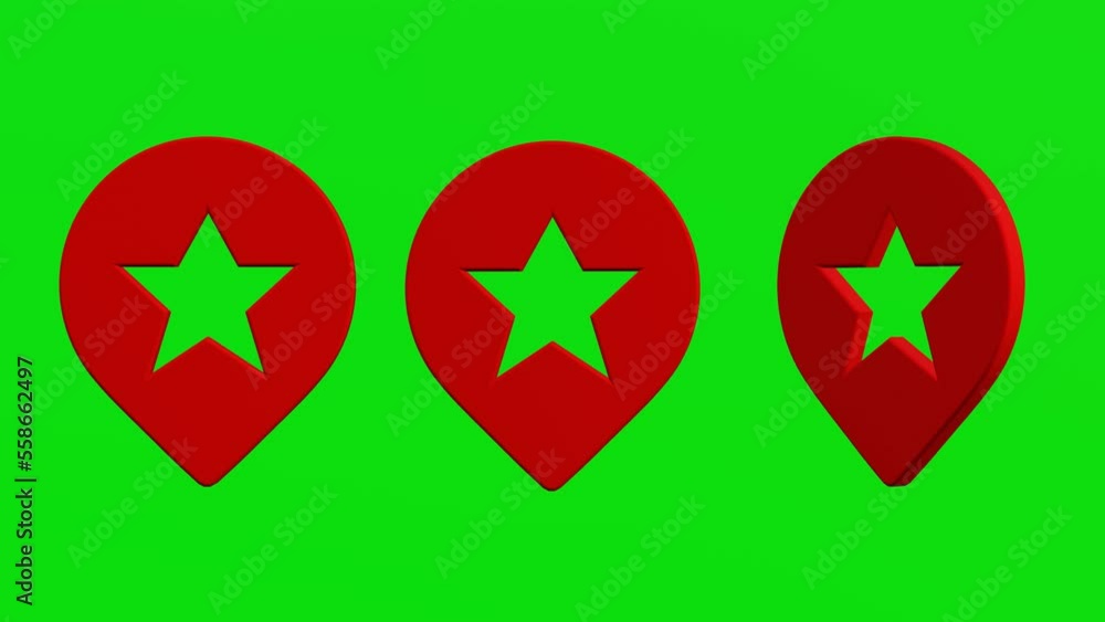 Location Pin pointer on Map, Three animated location icons with star ...