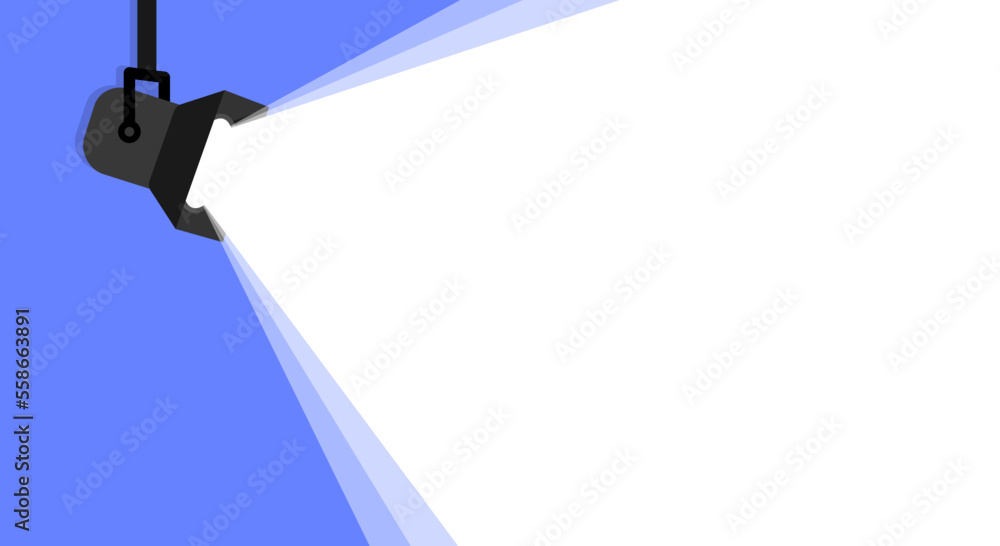 Banner spotlight background. Retro spotlight is glowing on wall ...