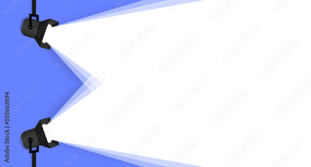 Banner spotlight background. Retro spotlight is glowing on wall ...