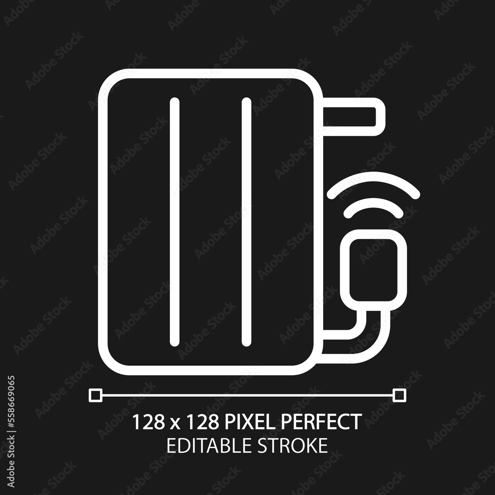 Smart radiator pixel perfect white linear icon for dark theme. Room ...