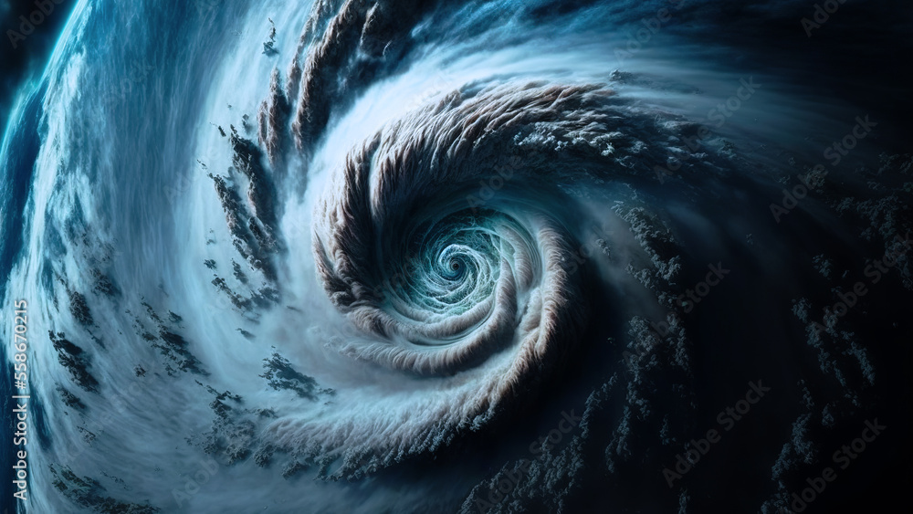 View of a cyclone eye from space. Giant hurricane background ...