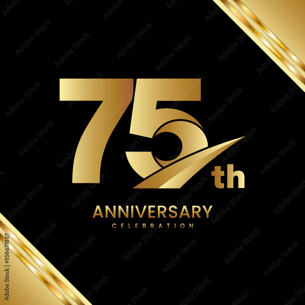 75th Anniversary. Anniversary logo design with golden color for ...