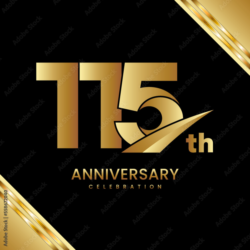 115th Anniversary. Anniversary logo design with golden color for ...