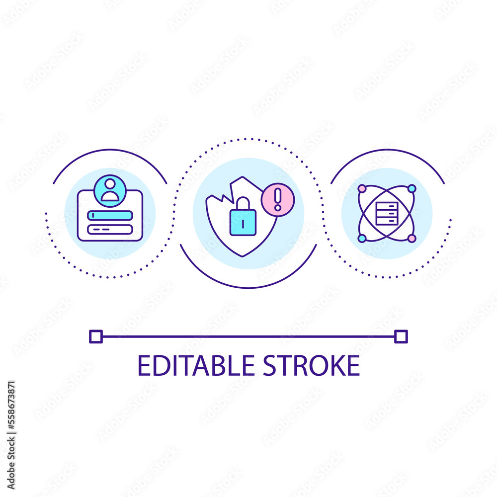 Data safety threats loop concept icon. Cyber security risks prediction ...