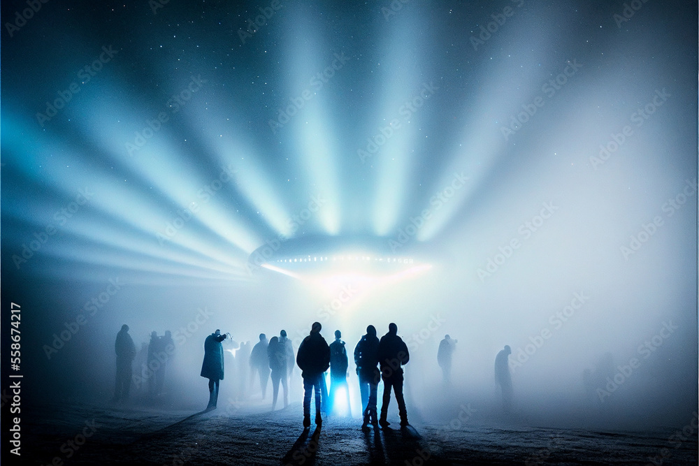 Human contact with aliens on a space unidentified flying ship ...