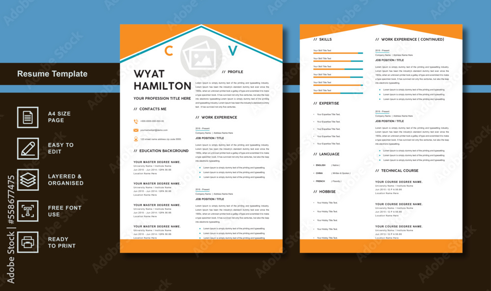 Light Beige Resume cv Template with A4 Size Stock Vector | Adobe Stock