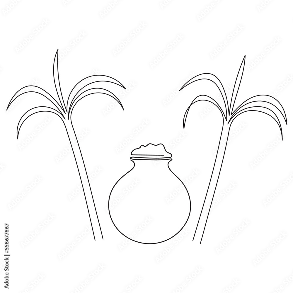 pongal festival modern continuous single line art style. Banner, poster ...